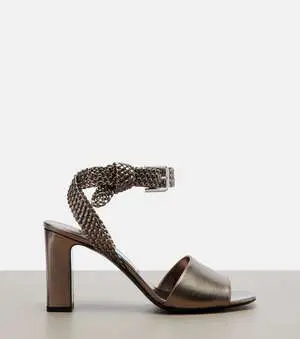 JIMMY CHOO Rori Metallic Leather Sandals - Silver