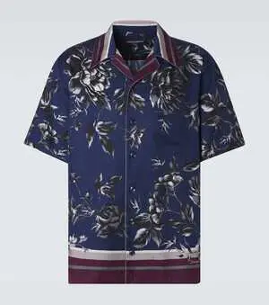 Dolce & Gabbana Printed Silk Bowling Shirt - Blue