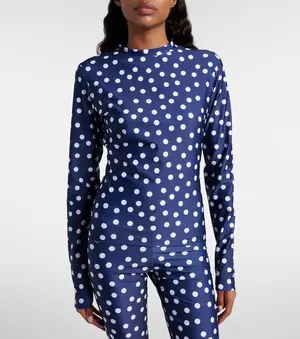 JEAN PAUL GAULTIER Navy/white Polka Dot Jersey Crewneck Top - Blue