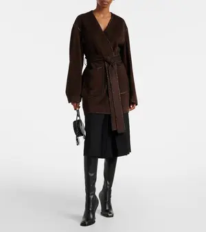 Nour Hammour Anika Suede Wrap Coat