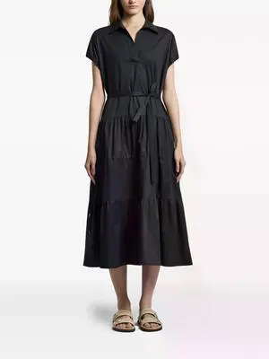 Peserico Tiered Belted Midi Dress - Blue