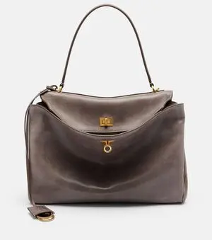 Balenciaga Rodeo Medium Leather Top-handle Bag - Grey