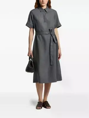 Peserico Polo-collar Belted Midi Dress