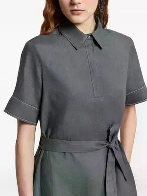 Peserico Polo-collar Belted Midi Dress