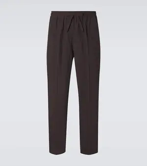UMIT BENAN Selly Silk-blend Straight Pants - Brown