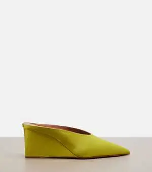 Alaïa Cube Satin Wedge Mules - Yellow