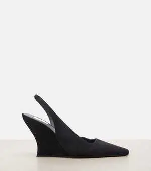 Alaïa Suede Wedge Slingback Pumps - Black