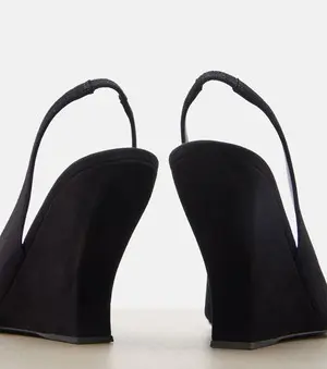 Alaïa Suede Wedge Slingback Pumps - Black