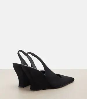 Alaïa Suede Wedge Slingback Pumps - Black