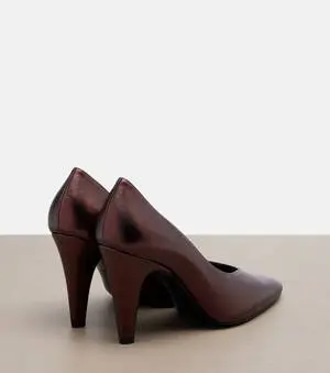 Alaïa Metallic Leather Pointed Toe Pumps - Brown
