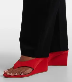 Alaïa Cube Suede Wedge Thong Sandals - Orange
