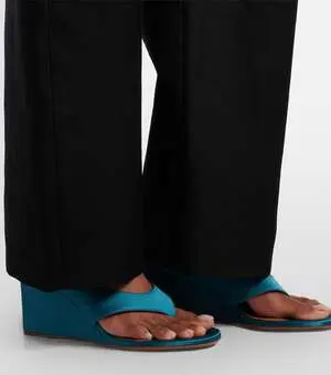 Alaïa Cube Satin Wedge Thong Sandals