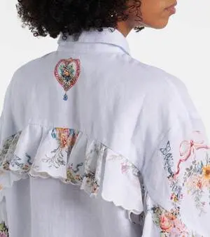 Camilla Floral Ruffled Linen Shirt