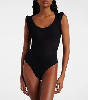 Alaïa Ribbed-knit Bodysuit With Snap-button Closure - Black