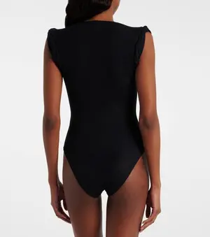 Alaïa Ribbed-knit Bodysuit With Snap-button Closure - Black