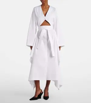 Alaïa Cutout Cotton Poplin Midi Dress