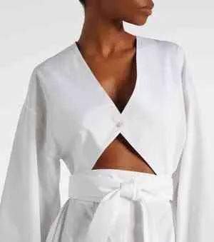 Alaïa Cutout Cotton Poplin Midi Dress