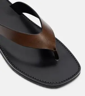 JUDE Leather Thong Sandals - Brown