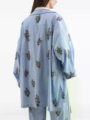 Dolce & Gabbana Crystal Flower Embroidered Poplin Shirt