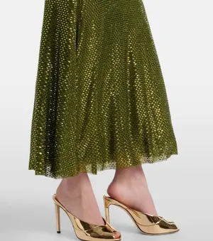 SELF-PORTRAIT Embellished Mesh Maxi Dress