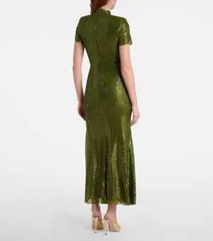 SELF-PORTRAIT Embellished Mesh Maxi Dress