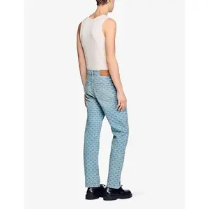 Sandro Square-pattern Straight-leg Denim Jeans