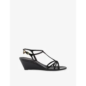 Prada Patent Leather Wedge Sandals - Black