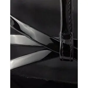 Prada Patent Leather Wedge Sandals - Black