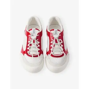 Prada Speedrock Leather And Mesh Trainers - Red