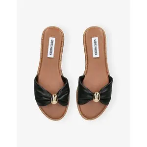 Steve Madden Dipsy Flat Leather Sandals - Black