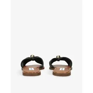 Steve Madden Dipsy Flat Leather Sandals - Black