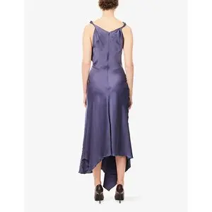 Victoria Beckham Posy Twisted-shoulder Satin Midi Dress