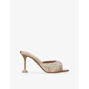 AQUAZZURA Bisous Crystal 85 Satin Mules
