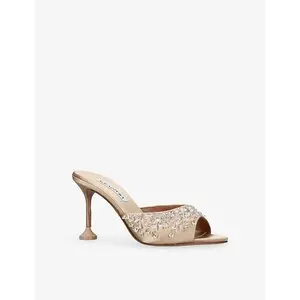 AQUAZZURA Bisous Crystal 85 Satin Mules