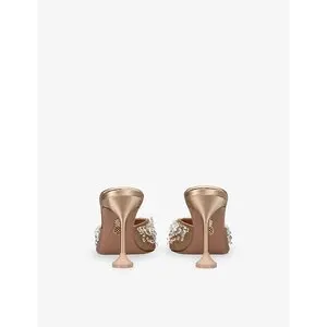 AQUAZZURA Bisous Crystal 85 Satin Mules