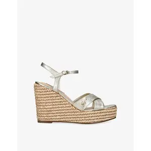Steve Madden Cylo Leather Wedge Sandals - Gold