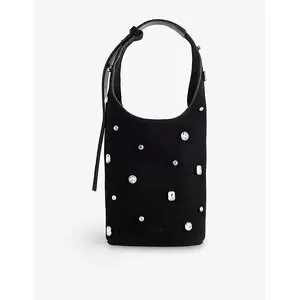 Veronica Beard Crystal-embellished Leather Loop Bag - Black