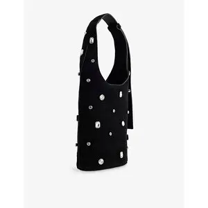 Veronica Beard Crystal-embellished Leather Loop Bag - Black