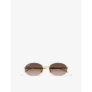 Ray-ban Oval-frame Metal Sunglasses - Gold