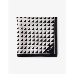 Prada Printed Silk Twill Scarf - Black