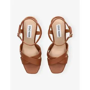 Steve Madden Cylo Leather Wedge Sandals - Tan