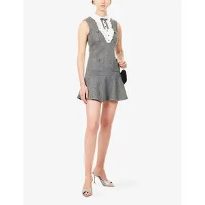 SELF-PORTRAIT Lace Bib Wool-blend Mini Dress