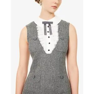 SELF-PORTRAIT Lace Bib Wool-blend Mini Dress