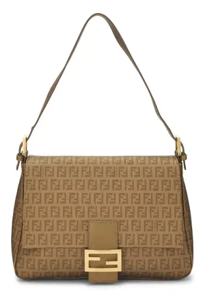 Fendi Zucchino Coated Canvas Mama Shoulder Bag - Gold