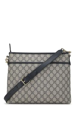 Gucci Gg Zip Flat Messenger - Navy