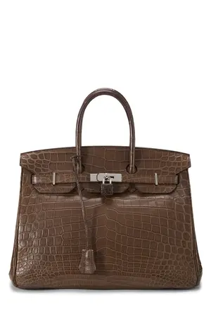 Hermès Gris Elephant Matte Crocodile Birkin 35 - Grey