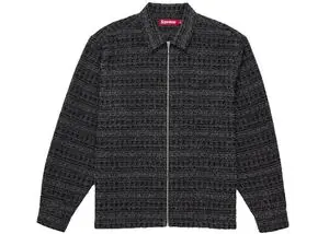 Supreme Boucle Zip Up Shirt - Black