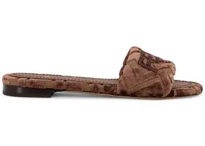 Fendi Sunshine Velvet Slides - Brown