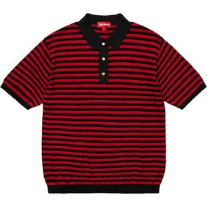 Supreme Striped Knit Polo Shirt - Red