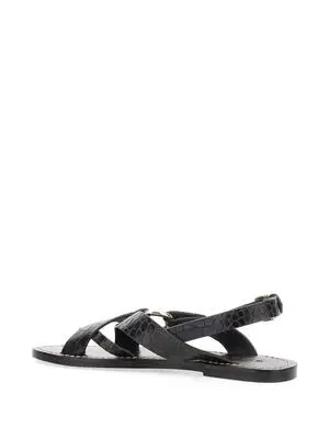 Soeur Circle Crocodile Effect Sandals - Brown